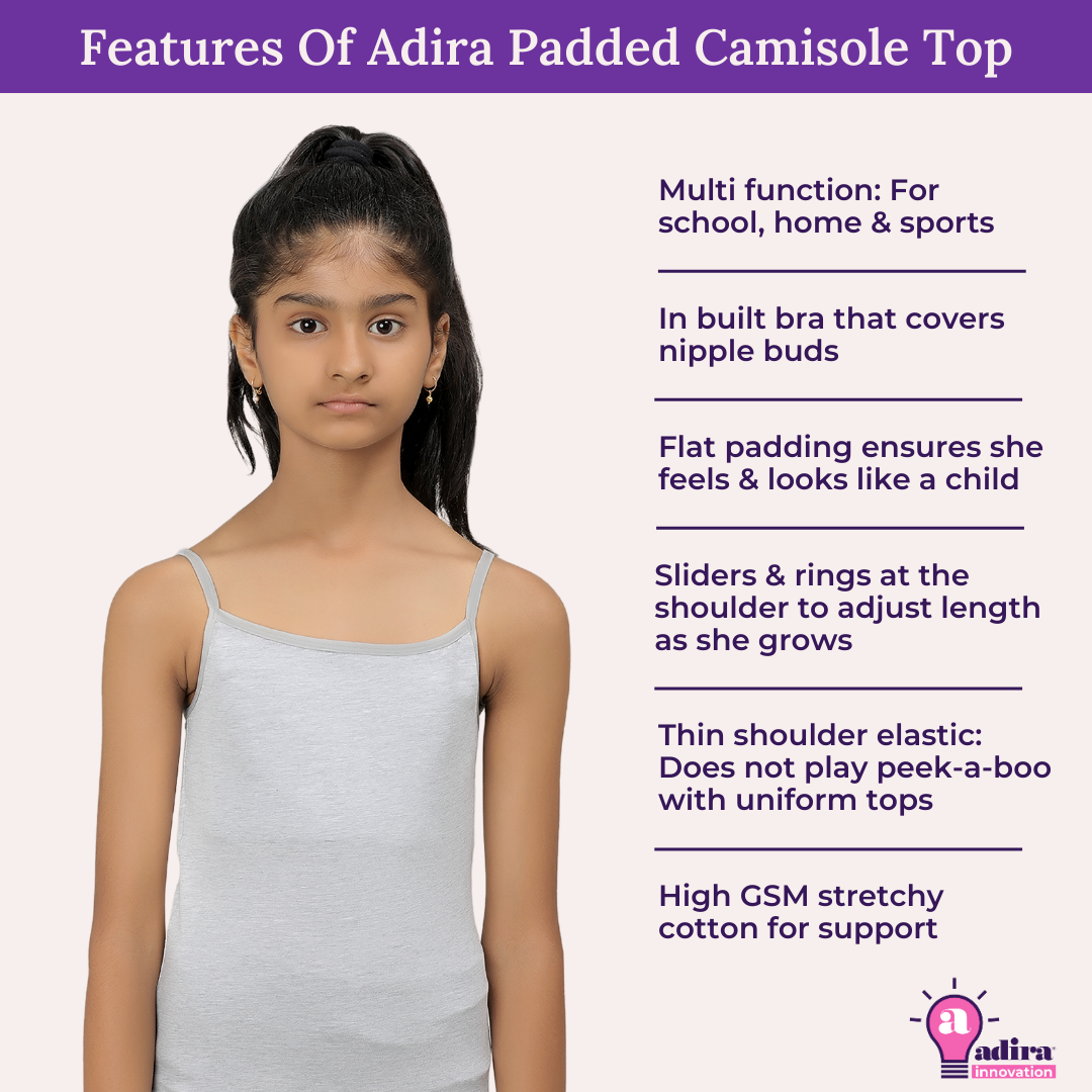 Adira's Innovative Starter Camisole: Full Coverage & Confidence for Teens